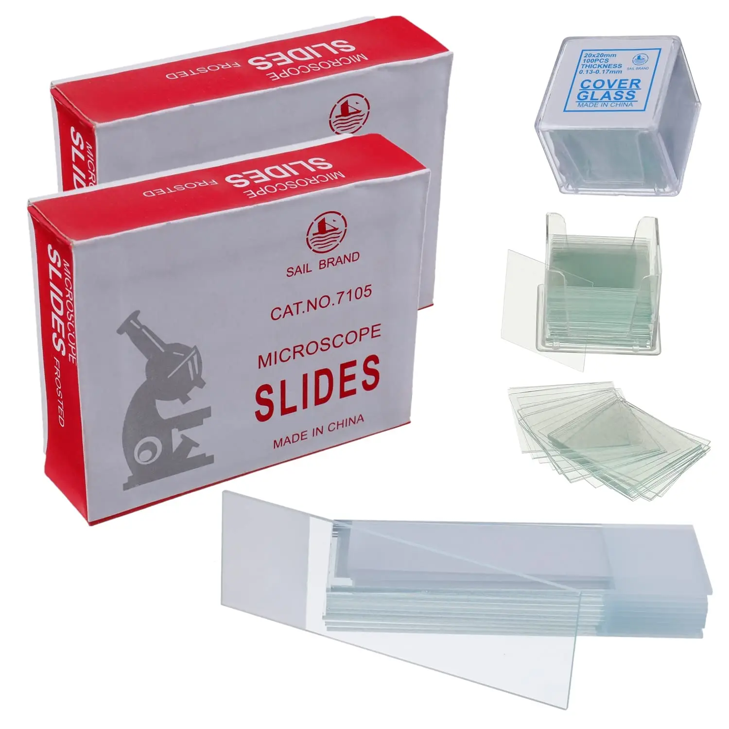 100 Pre-Cleaned Microscope Slides with Ground Edges and 200 Pre-Cleaned ...
