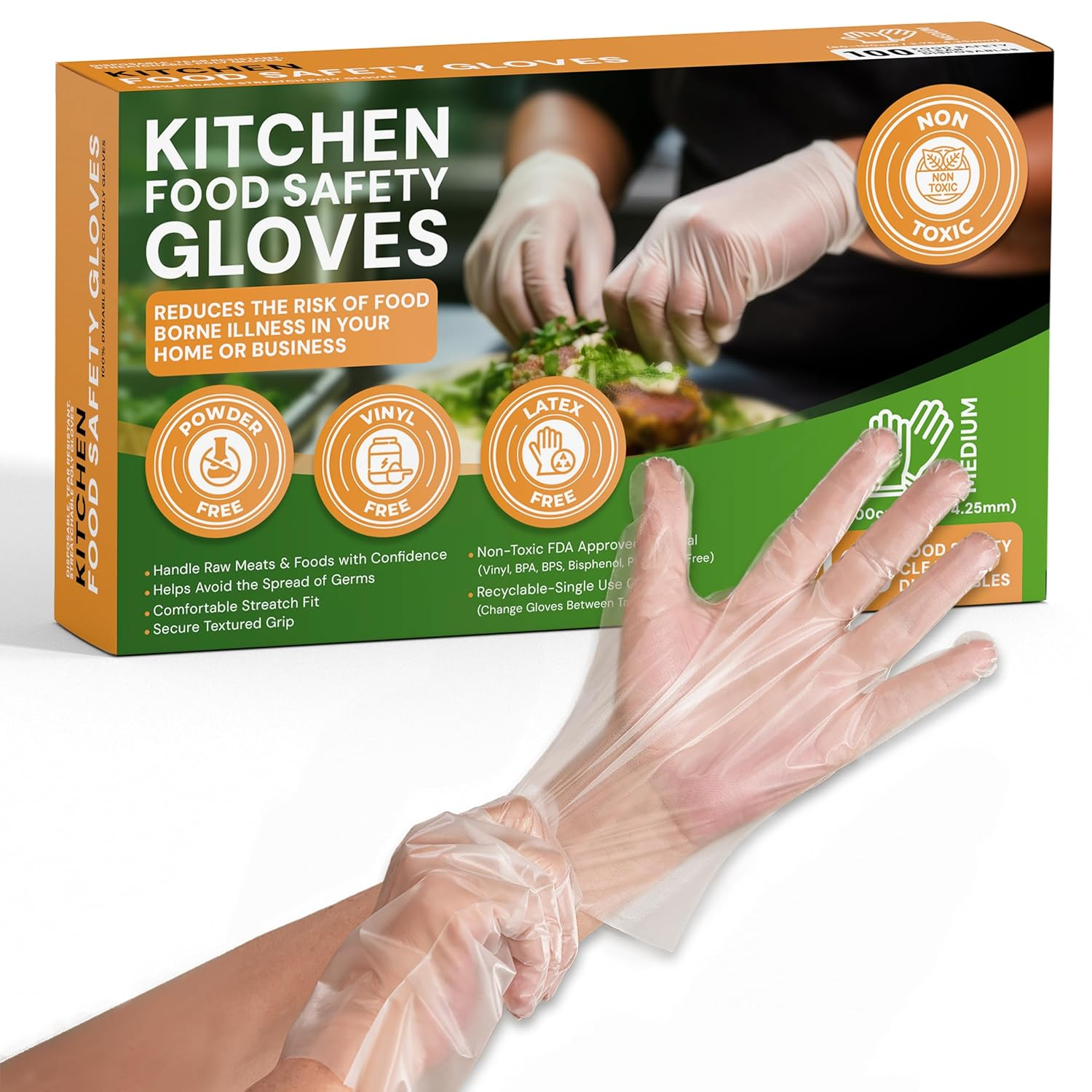 Premium Clear Disposable Gloves - Stretch Poly for Food Preparation and ...